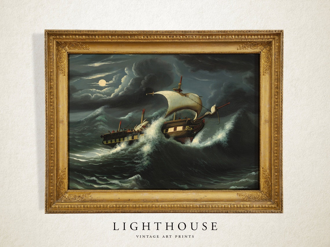 Storm at Sea Print Nocturnal Storm Art PRINTABLE Digital - Etsy