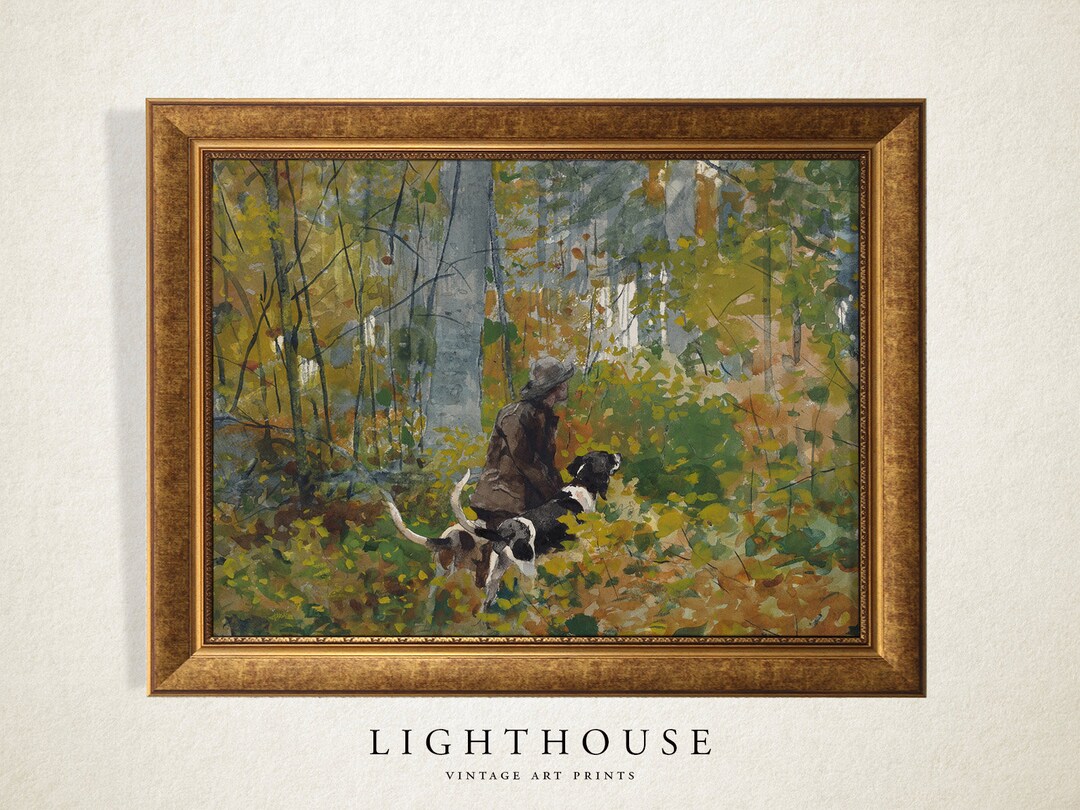 Forest Painting | Dog Painting | Vintage Art | PRINTABLE Digital Art ...