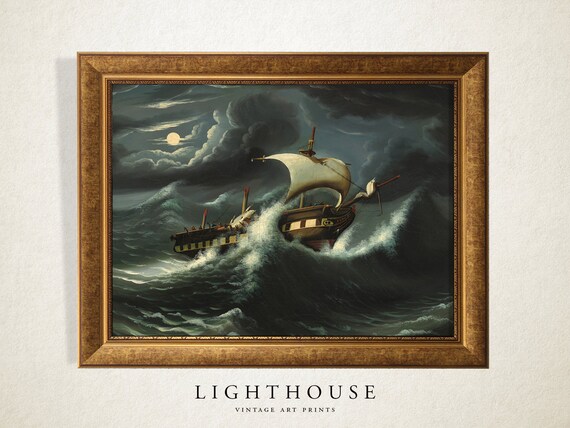 Storm at Sea Print Nocturnal Storm Art PRINTABLE Digital - Etsy