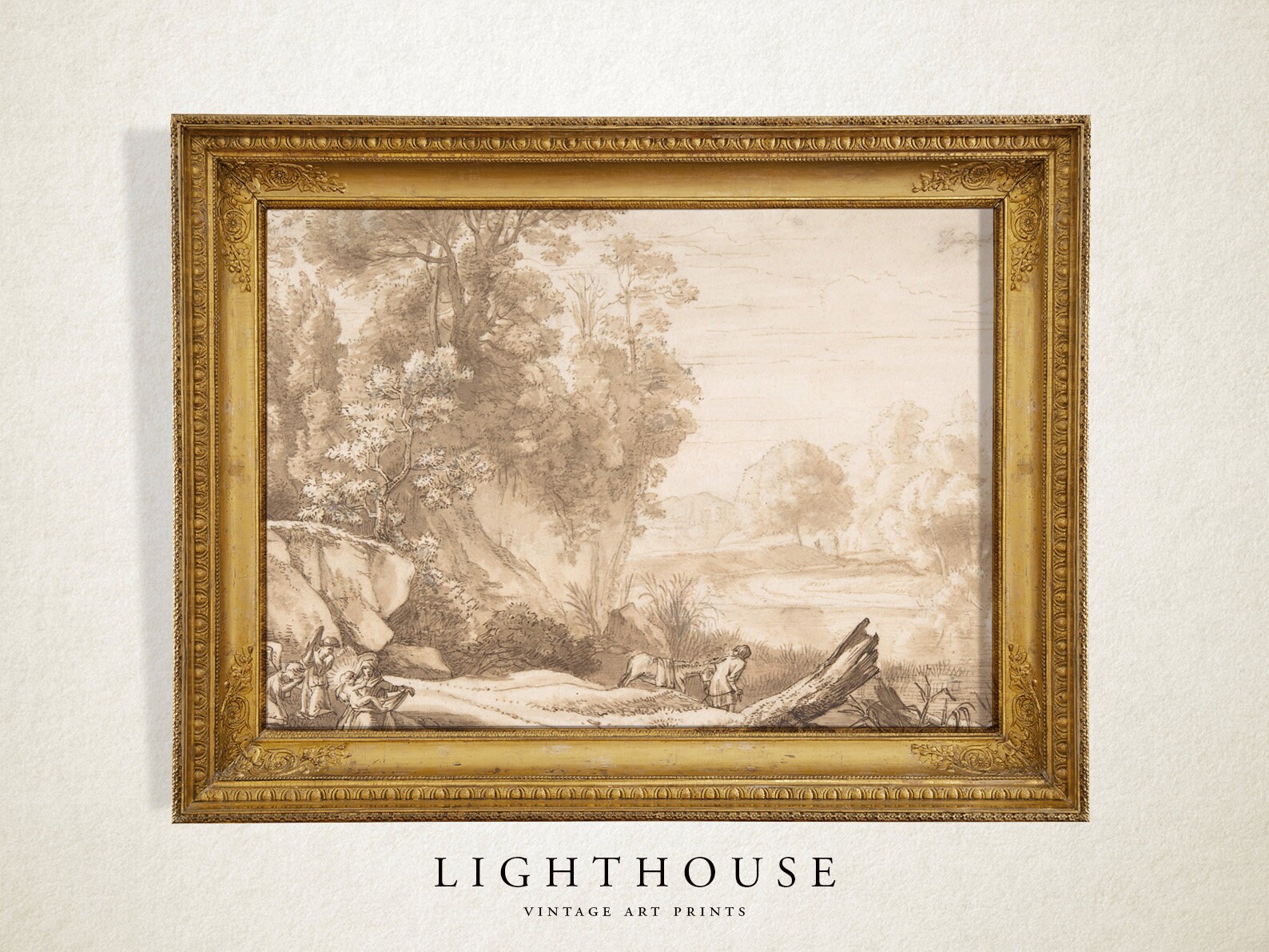 Antique Landscape Sketch Vintage Drawing Antique Drawing - Etsy