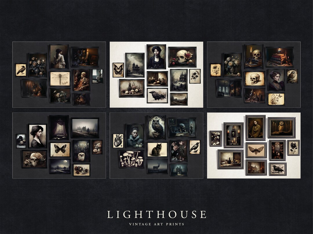 Dark Academia Decor Wall Art Bundle Set: 60 Digital Paintings | Goth ...