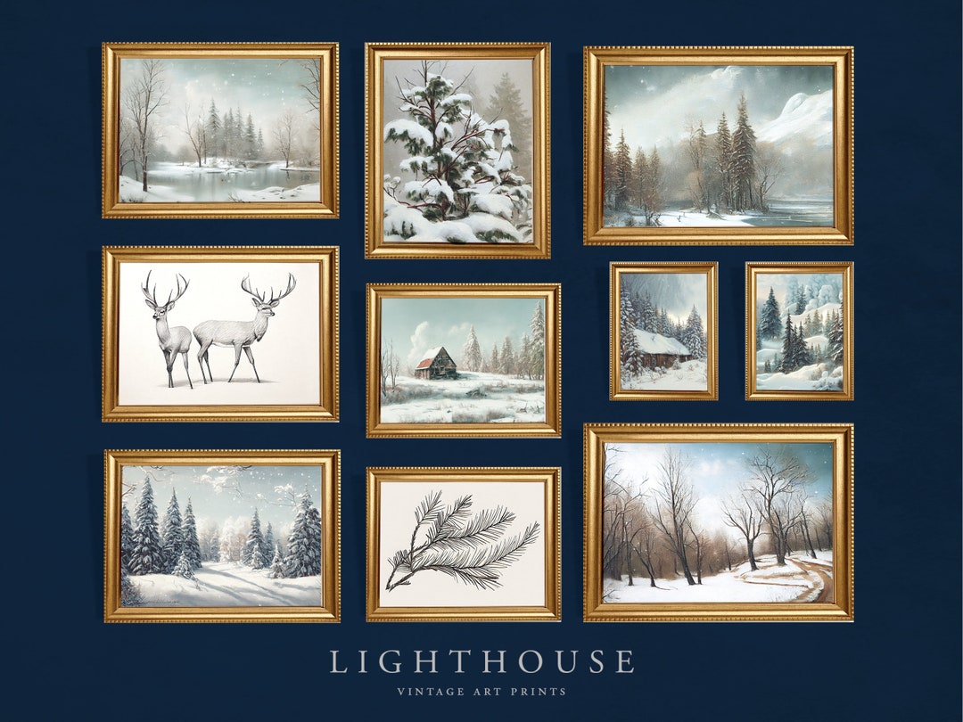 Set of 10 Winter Art Prints | Large Winter Decor Print Set | Cozy Decor ...