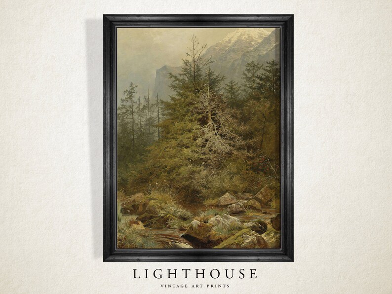 Forest Landscape Print Vintage Forest Art Big Oak Forest - Etsy