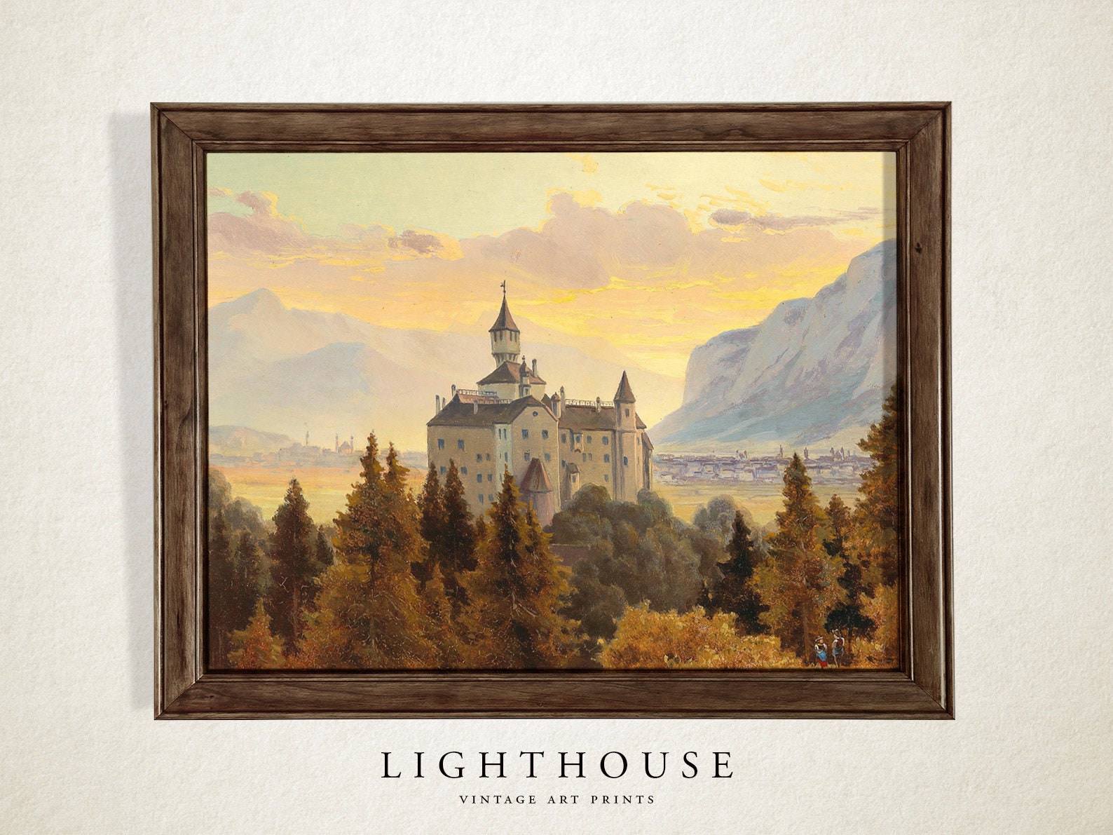 Landscape Painting Vintage Castle Art Mountain Print | Etsy