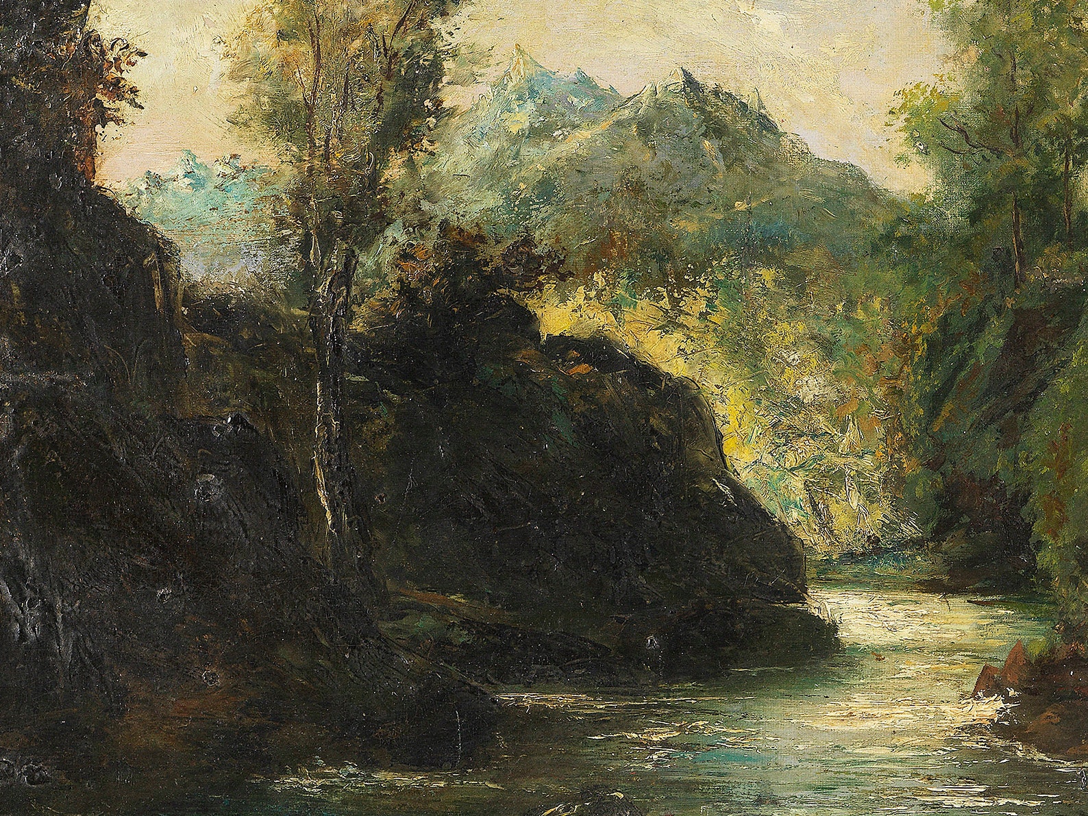 Vintage Swiss Mountain Scape Print Stream in the Alps Art - Etsy