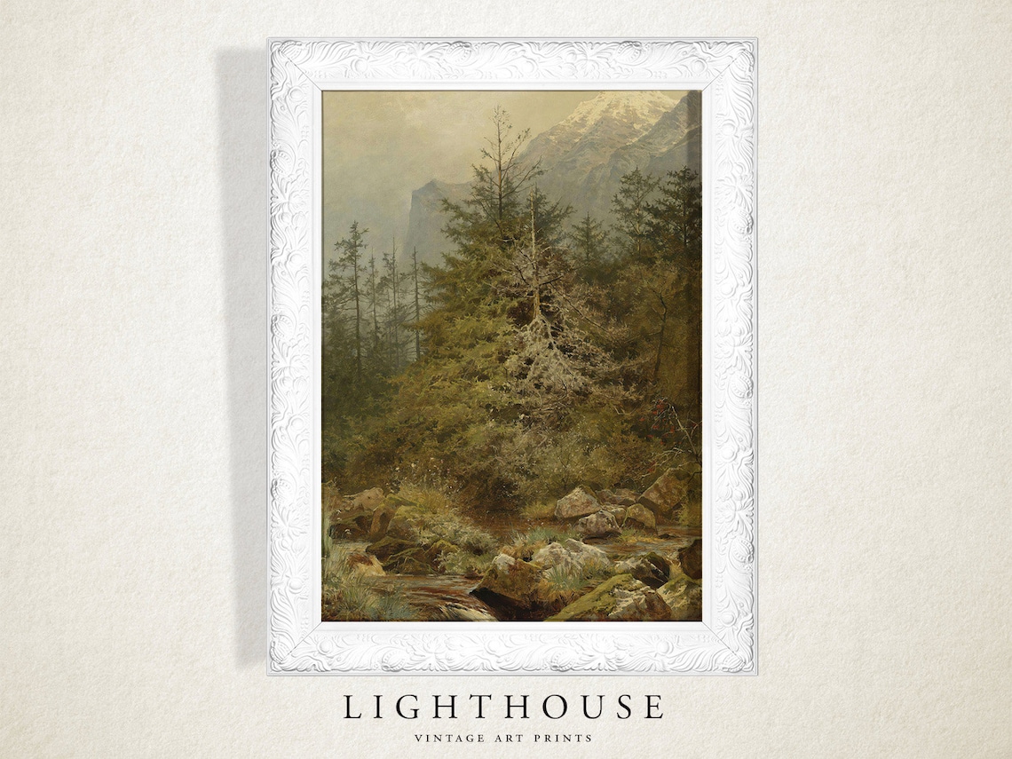 Forest Landscape Print Vintage Forest Art Big Oak Forest - Etsy