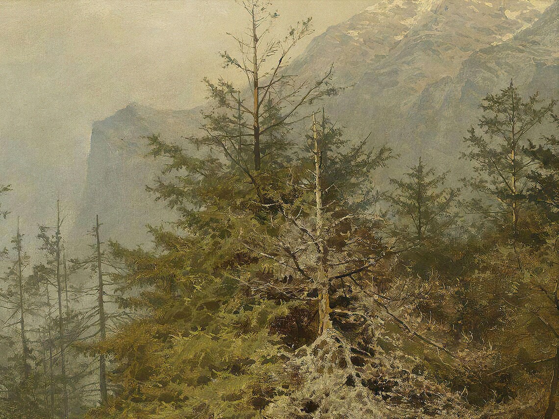 Forest Landscape Print Vintage Forest Art Big Oak Forest - Etsy