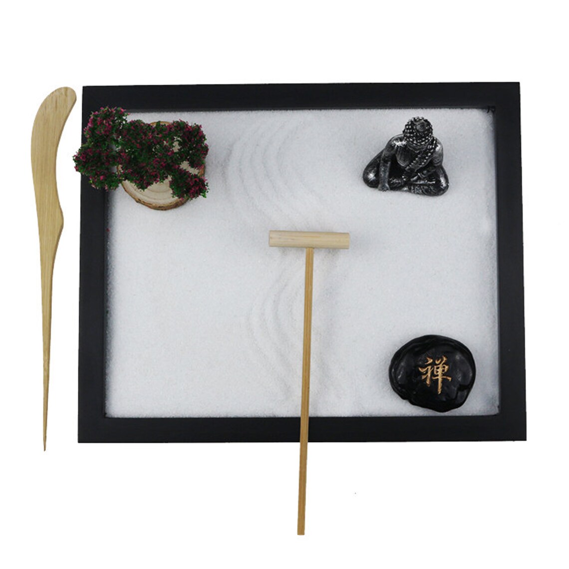 Classic Japanese Zen Garden Black Tray With Buddha Statue | Etsy UK