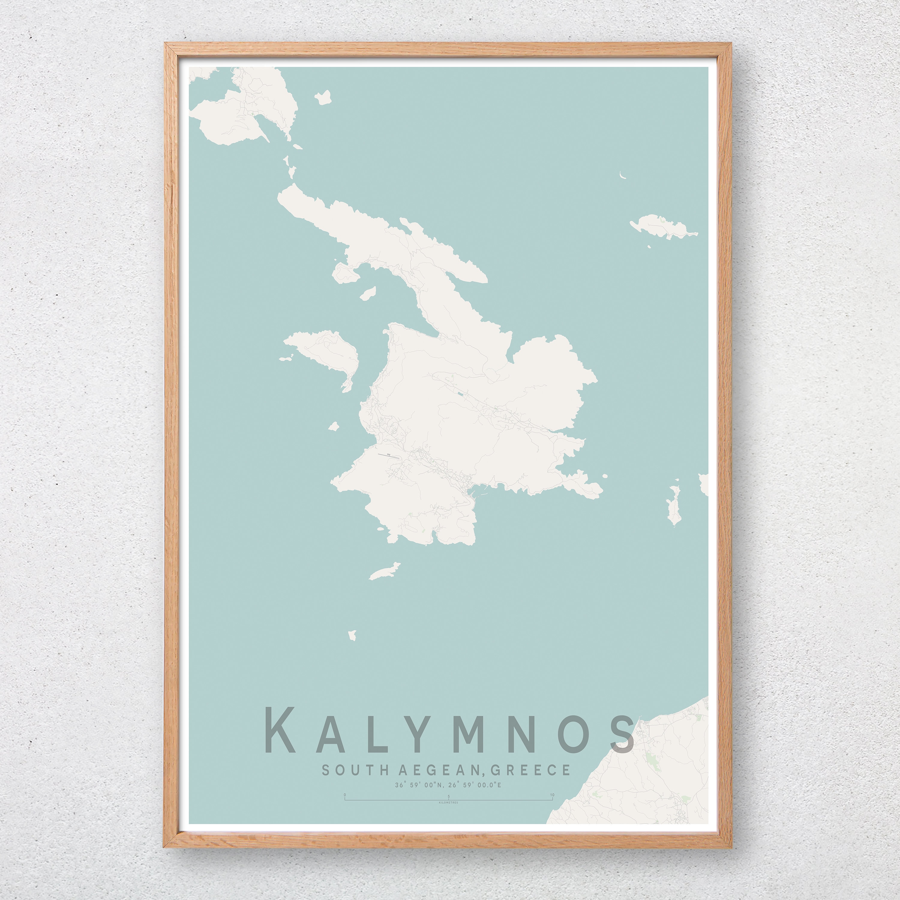 KALYMNOS Map Print Greek Island Map Print Wall Art Poster Minimalistic ...