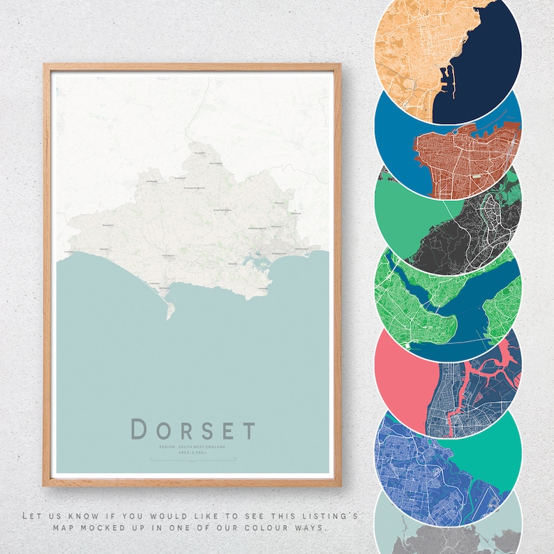 DORSET Map Print England County Map Print Mono Wall Art Poster ...