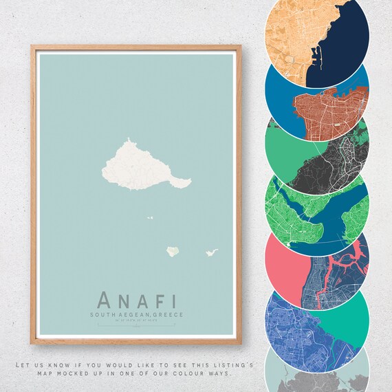 ANAFI Map Print Greek Island Map Print Wall Art Poster - Etsy