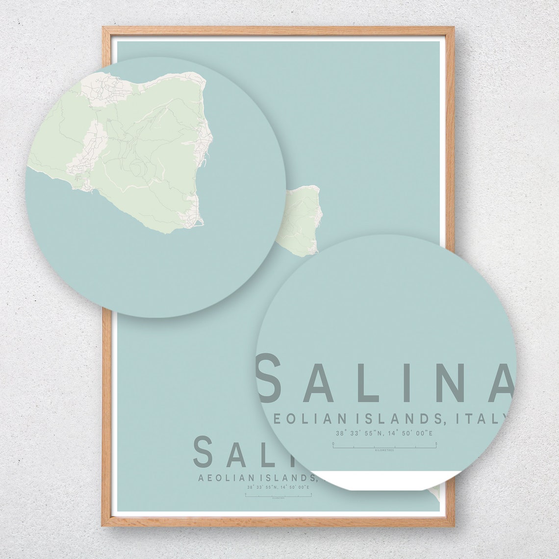 SALINA Map Print Italian Island Map Print Italy Wall Art Poster ...