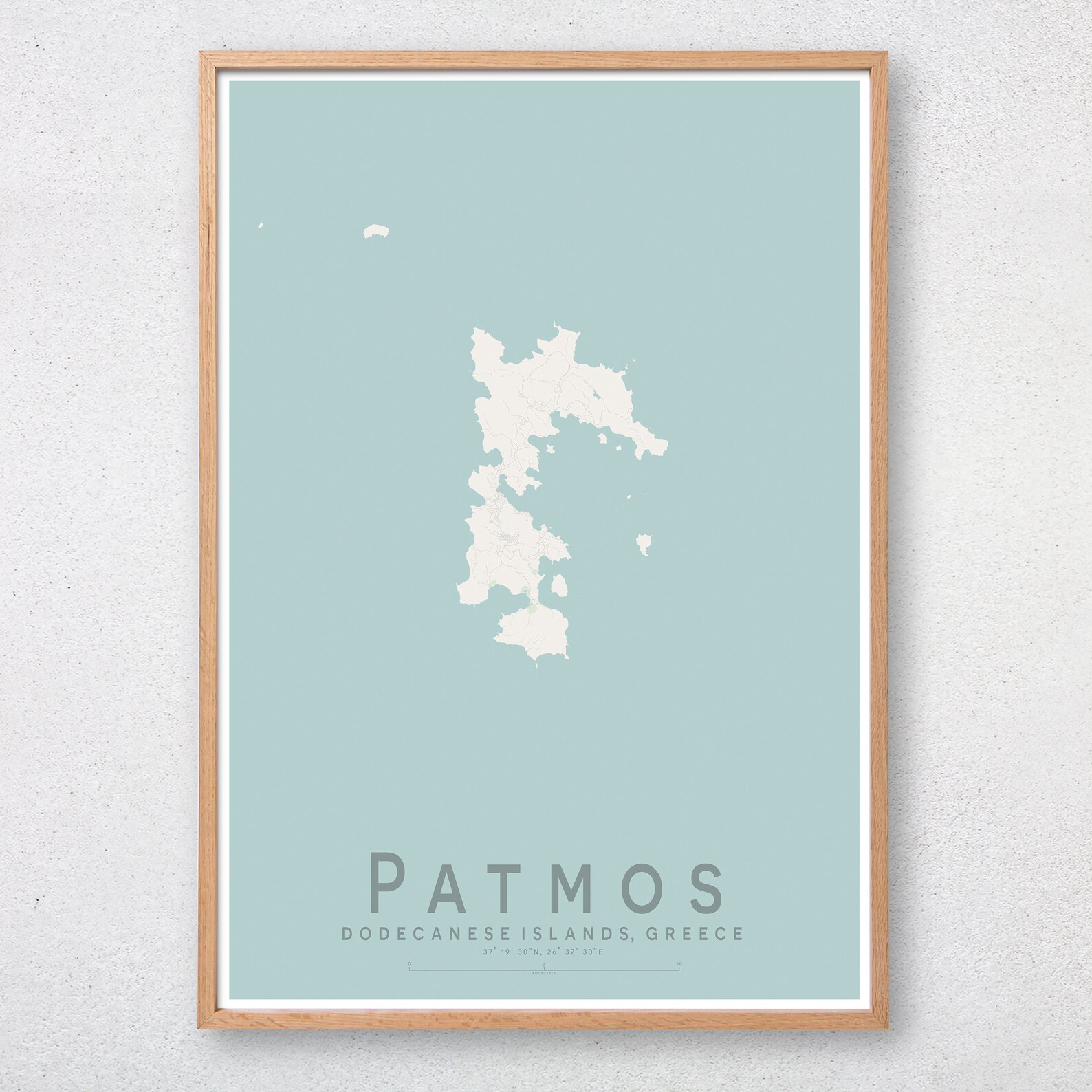 PATMOS Map Print Greek Island Map Print Wall Art Poster Minimalistic ...