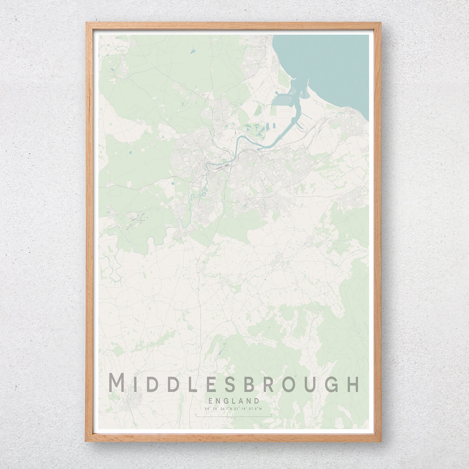 MIDDLESBROUGH Map Print England City Map Print Mono Wall Art Poster ...