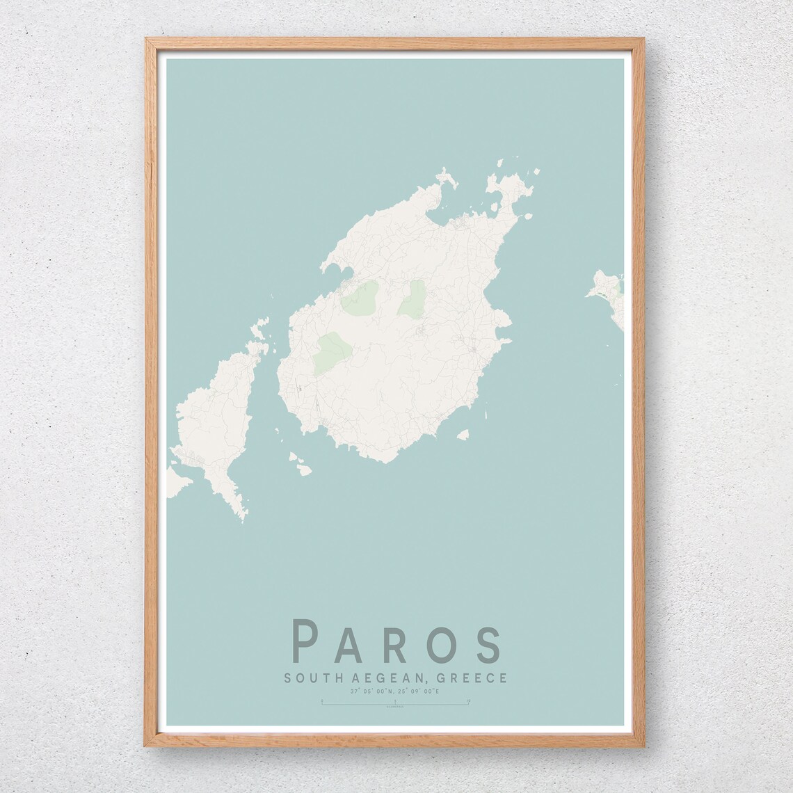 PAROS Map Print Greek Island Map Print Wall Art Poster | Etsy