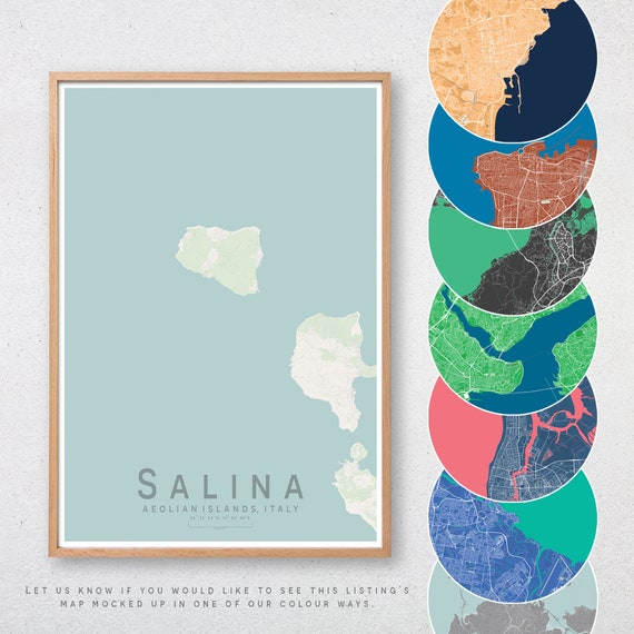 SALINA Map Print Italian Island Map Print Italy Wall Art - Etsy
