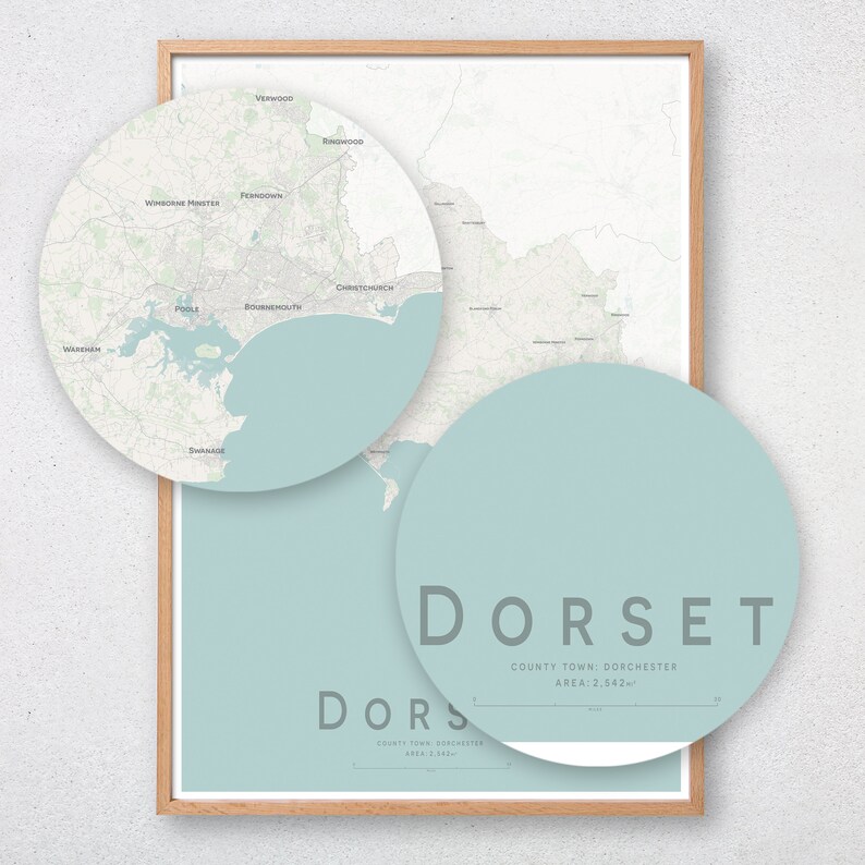 DORSET Map Print England County Map Print Mono Wall Art Poster ...