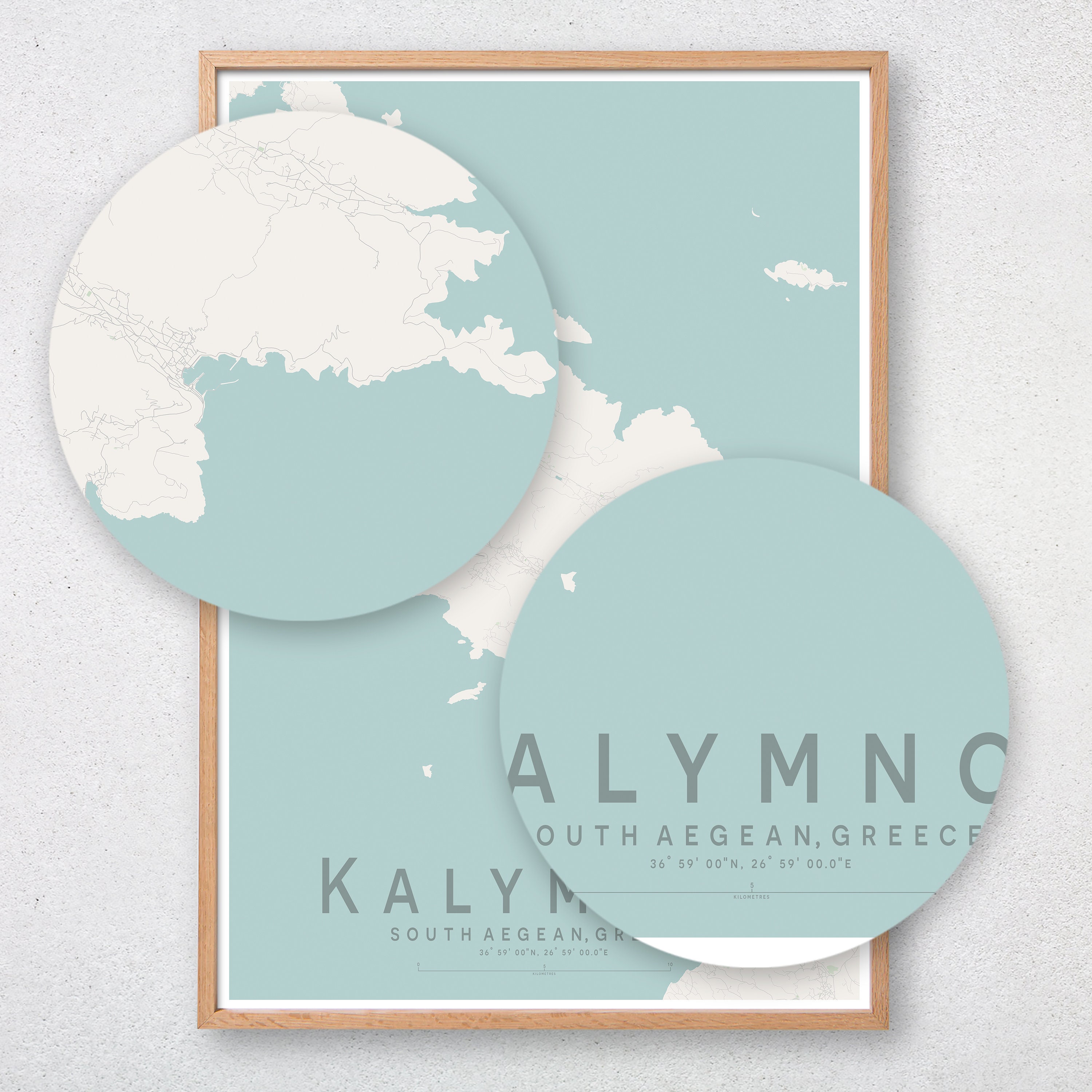 KALYMNOS Map Print Greek Island Map Print Wall Art Poster Minimalistic ...