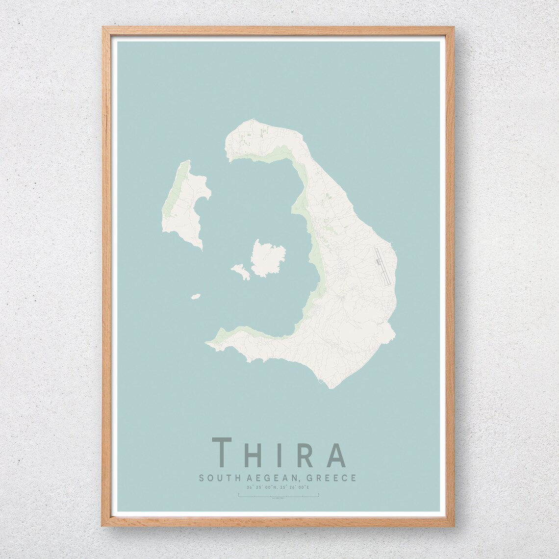 SANTORINI Map Print THIRA Greek Island Map Print Wall Art - Etsy