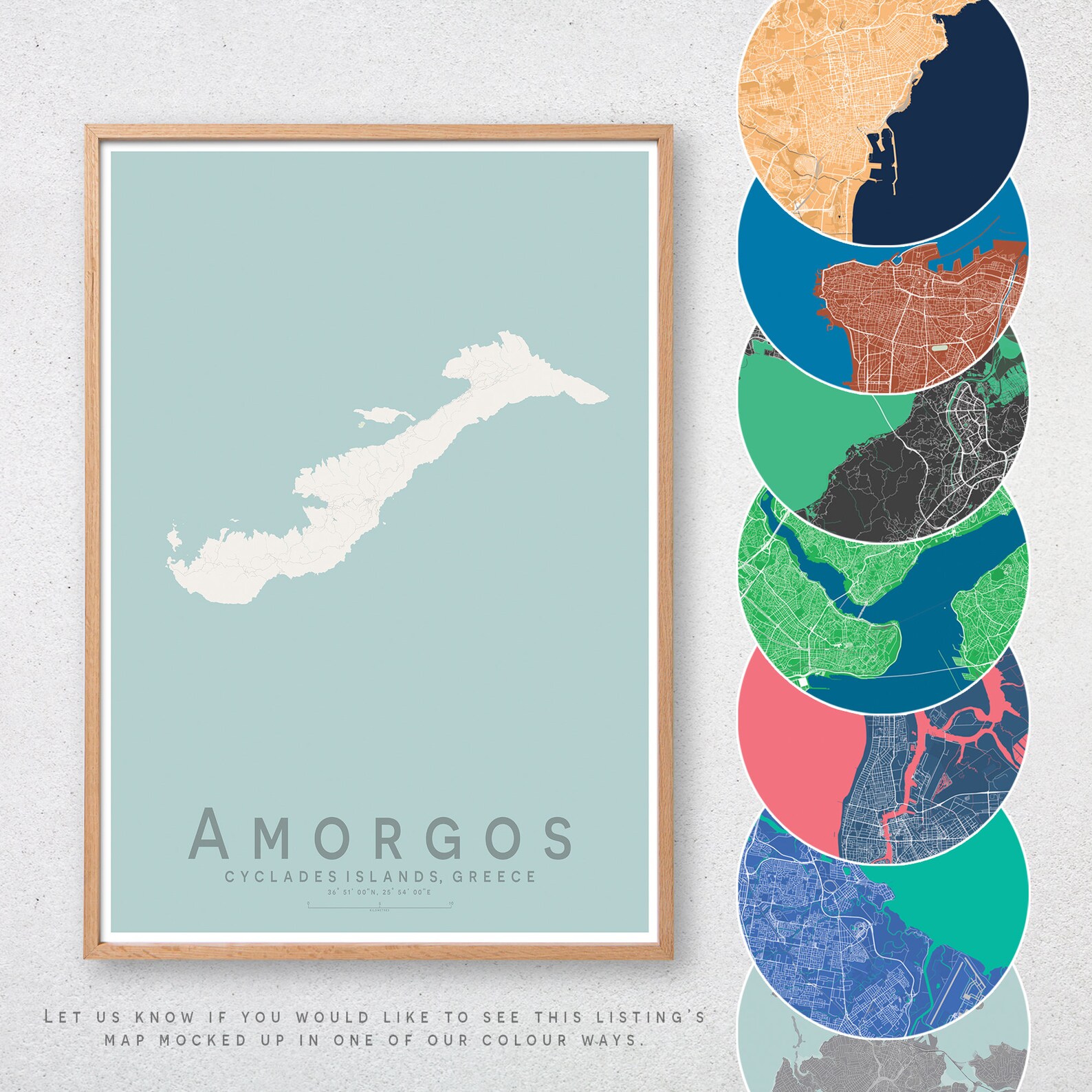 AMORGOS Map Print Greek Island Map Print Wall Art Poster | Etsy