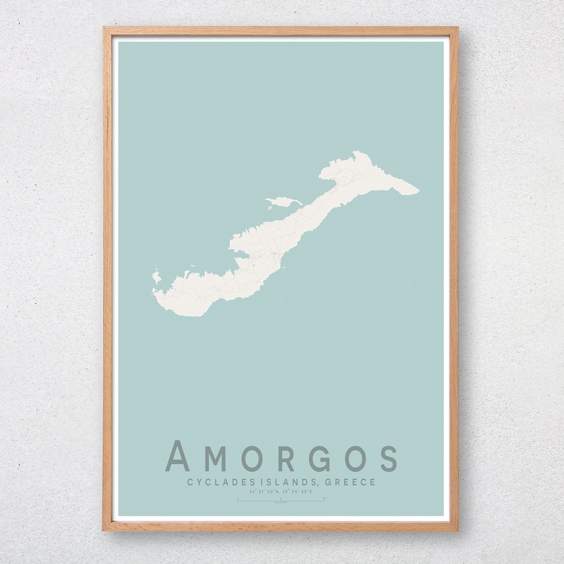 AMORGOS Map Print Greek Island Map Print Wall Art Poster | Etsy