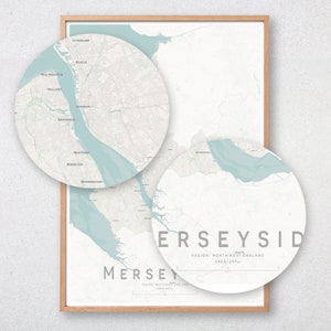 MERSEYSIDE Map Print England County Map Print Mono Wall - Etsy UK
