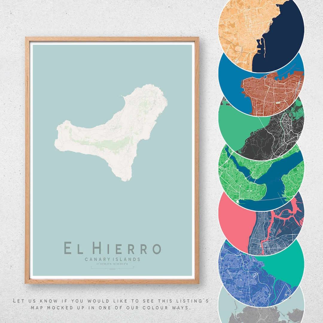EL HIERRO Map Print Canary Islands Map Print Wall Art Poster ...