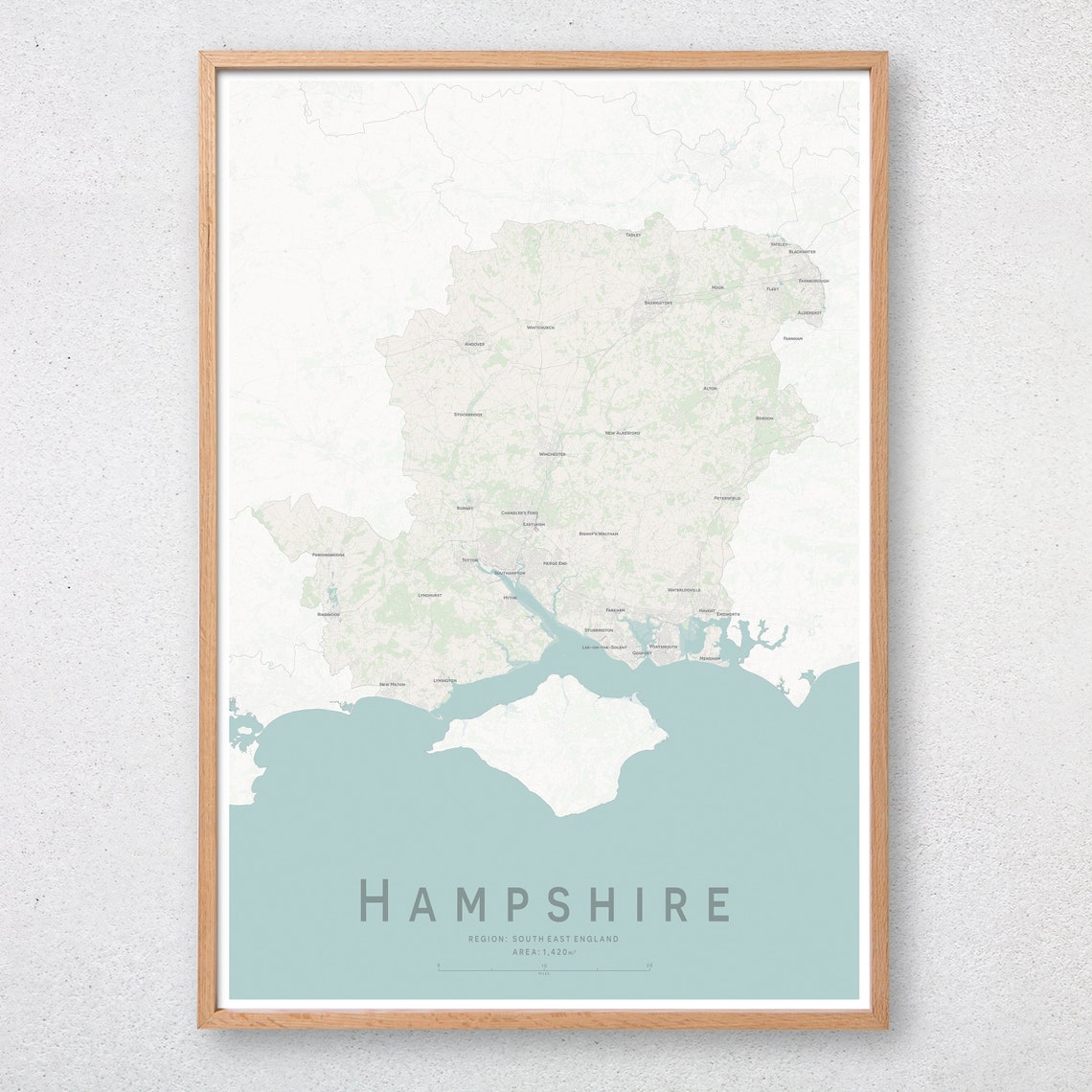 HAMPSHIRE Map Print England County Map Print Mono Wall Art Poster ...