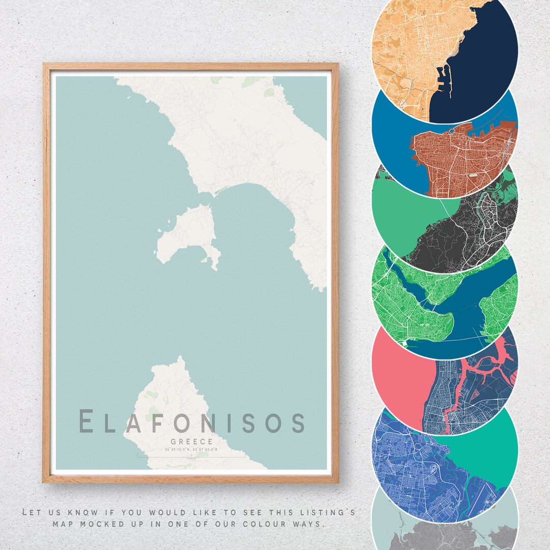 ELAFONISOS Map Print Greek Island Map Print Greece Wall - Etsy