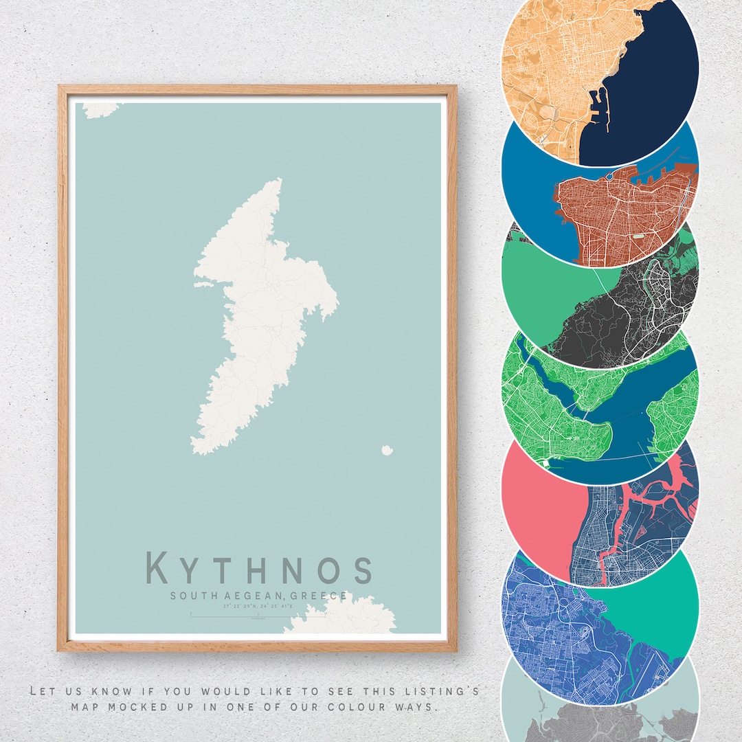 KYTHNOS Map Print Greek Island Map Print Wall Art Poster Minimalistic ...