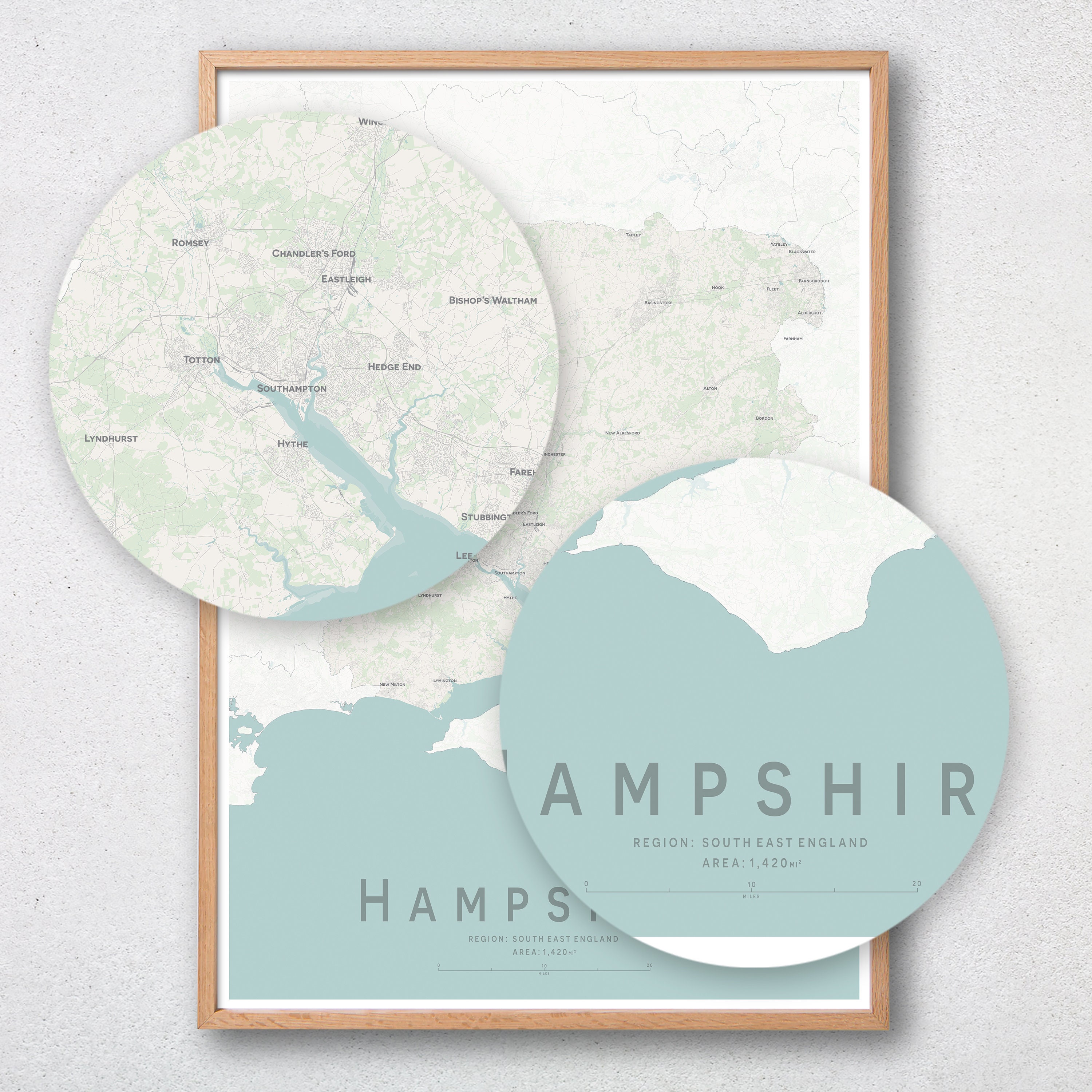 HAMPSHIRE Map Print England County Map Print Mono Wall Art Poster ...