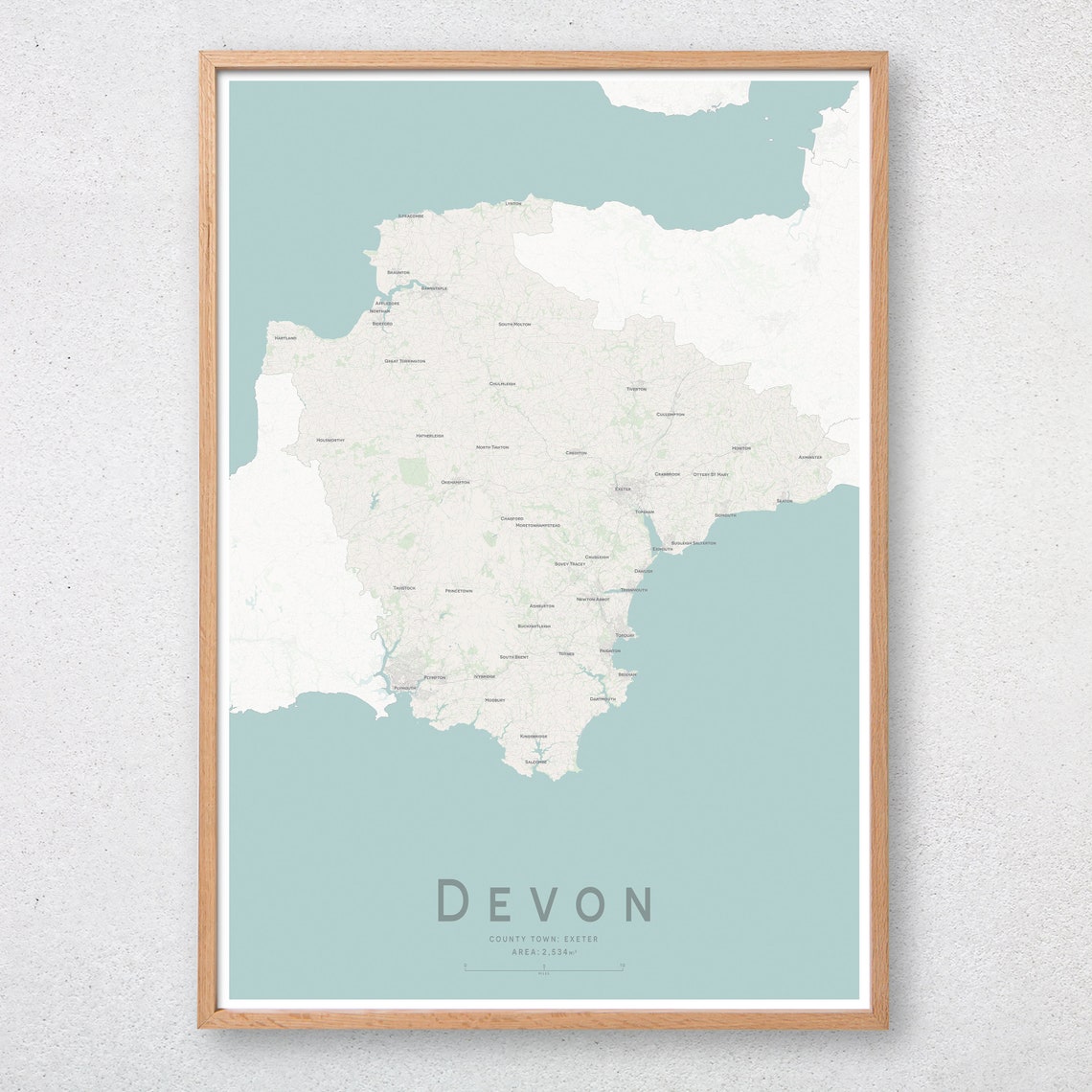 DEVON Map Print England County Map Print Mono Wall Art Poster ...
