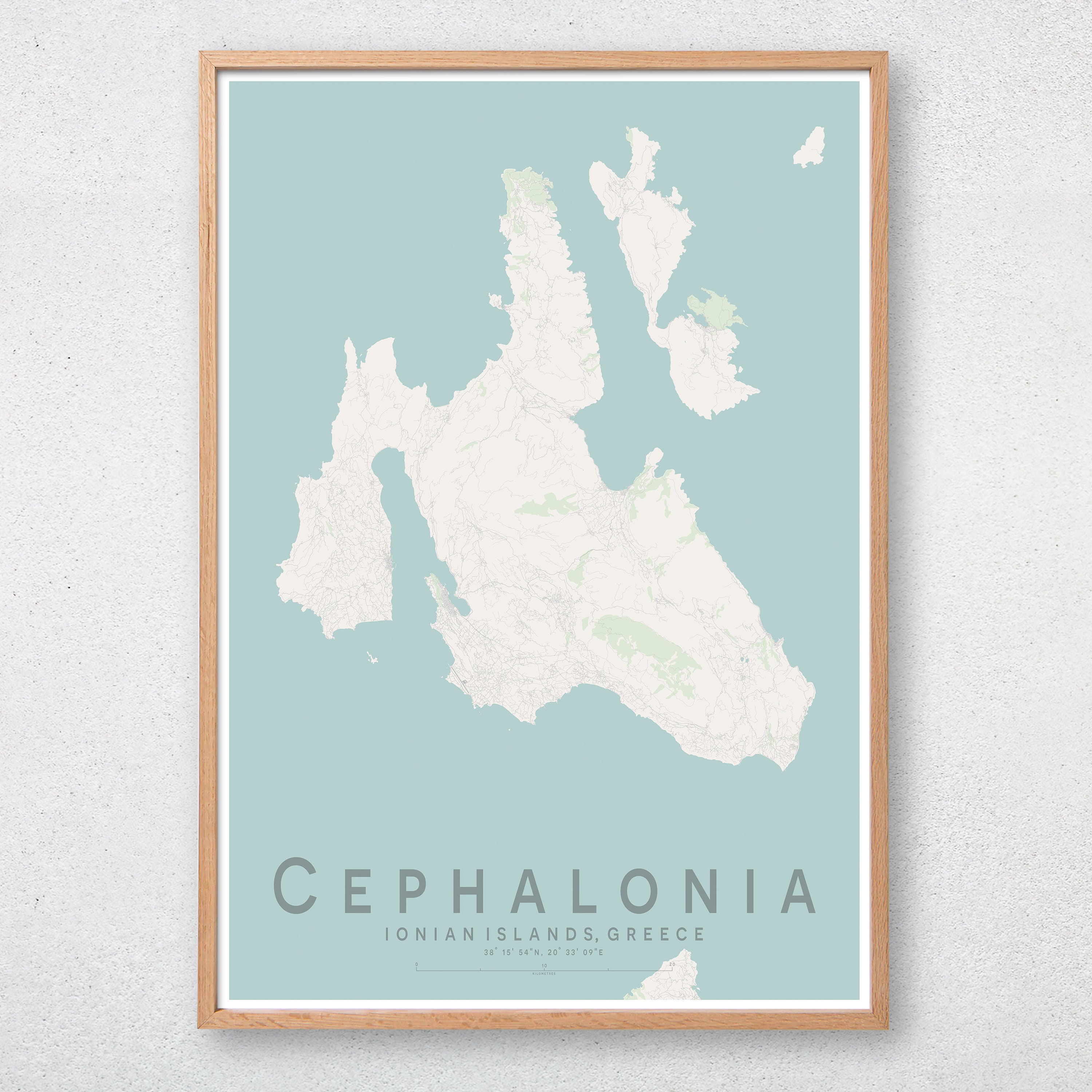 KEFALONIA Map Print Cephalonia Greek Island Map Print Wall Art Poster ...