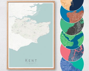 Kent Map Wall Poster - Etsy UK