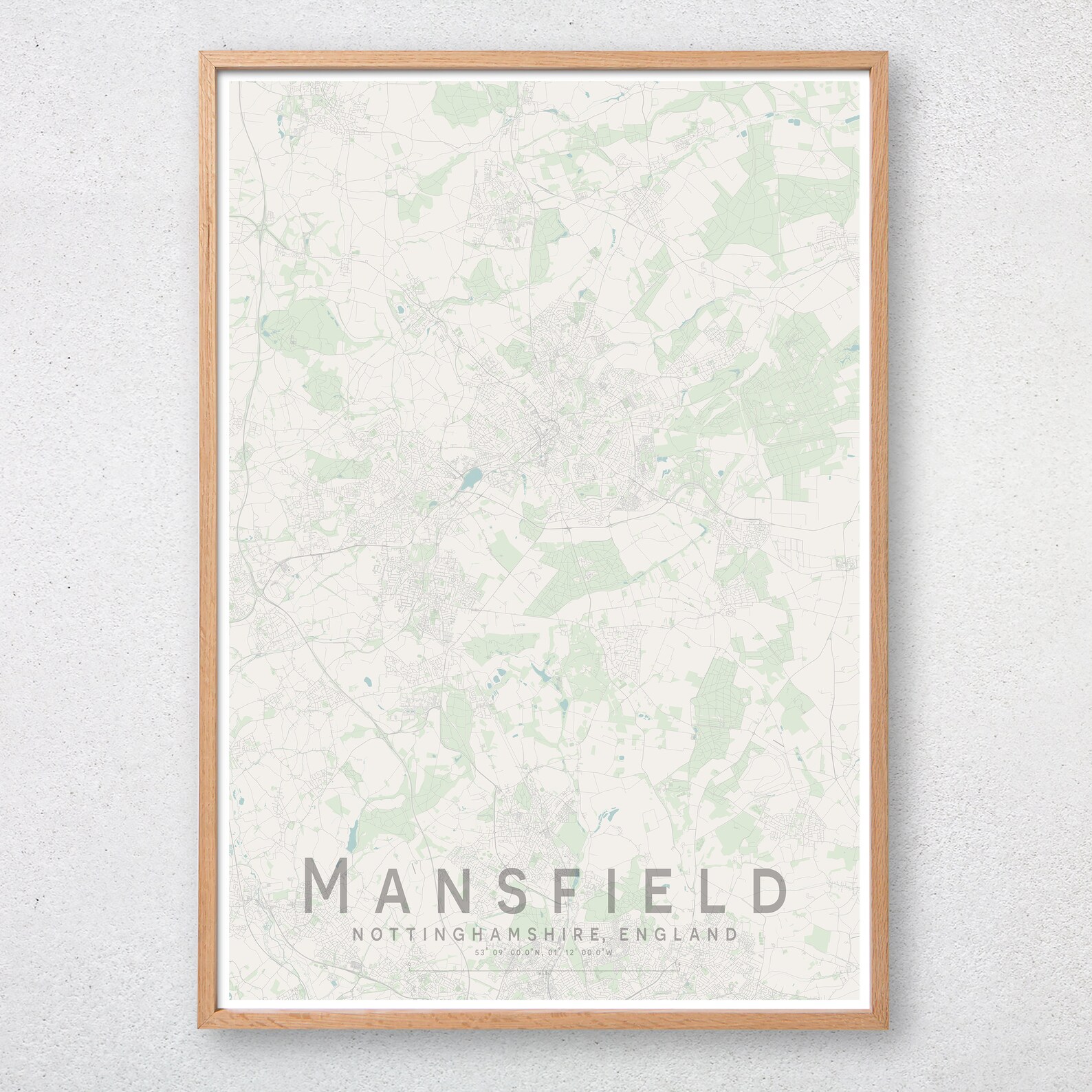 MANSFIELD Map Print England City Map Print Mono Wall Art Poster ...
