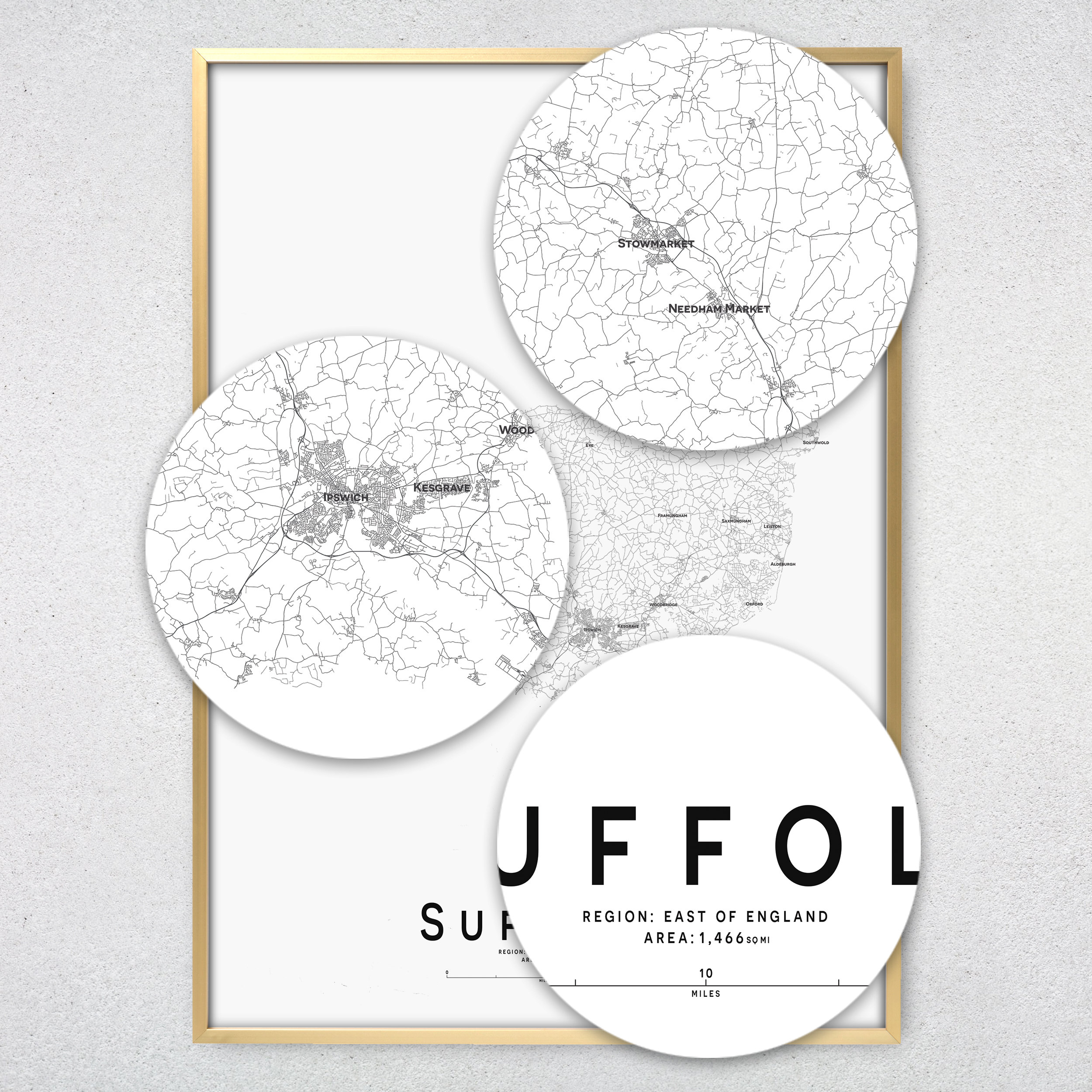 SUFFOLK Road Map Print Black & White England City Map Print - Etsy UK