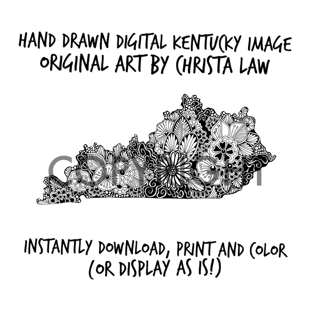 Hand Drawn Digital Image | Kentucky | Printable | Instant Download ...