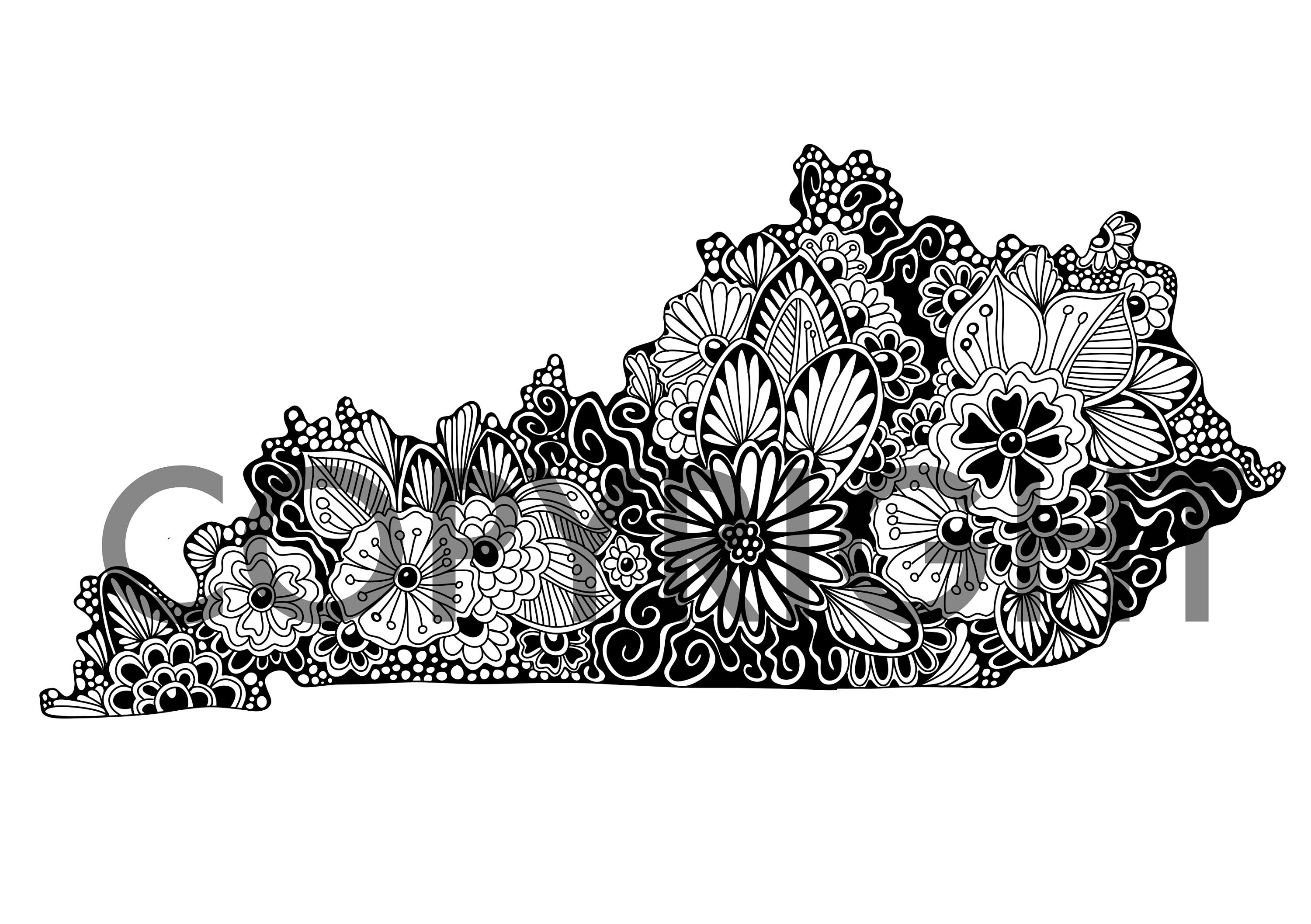 Hand Drawn Digital Image | Kentucky | Printable | Instant Download ...