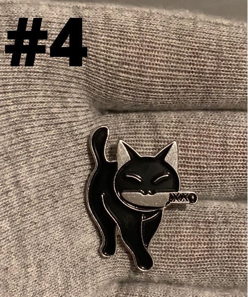 Black Cats With Knives Enamel Pins - Etsy