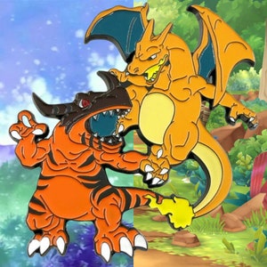 Greymon VS Charizard Digimon Pokemon Enamel Pin - Etsy