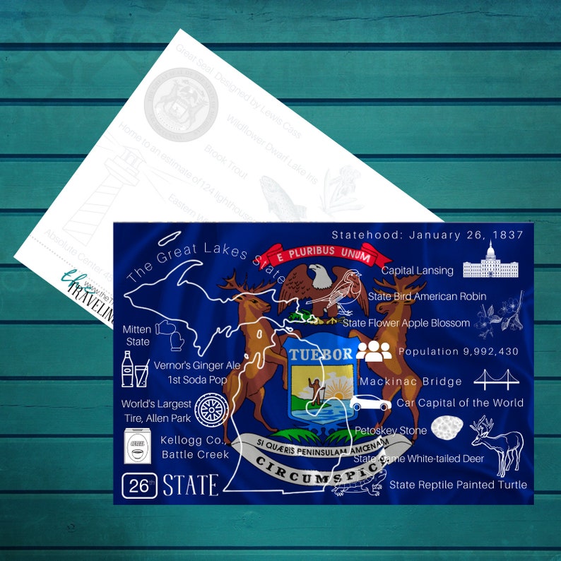 Michigan Facts Postcard - Etsy