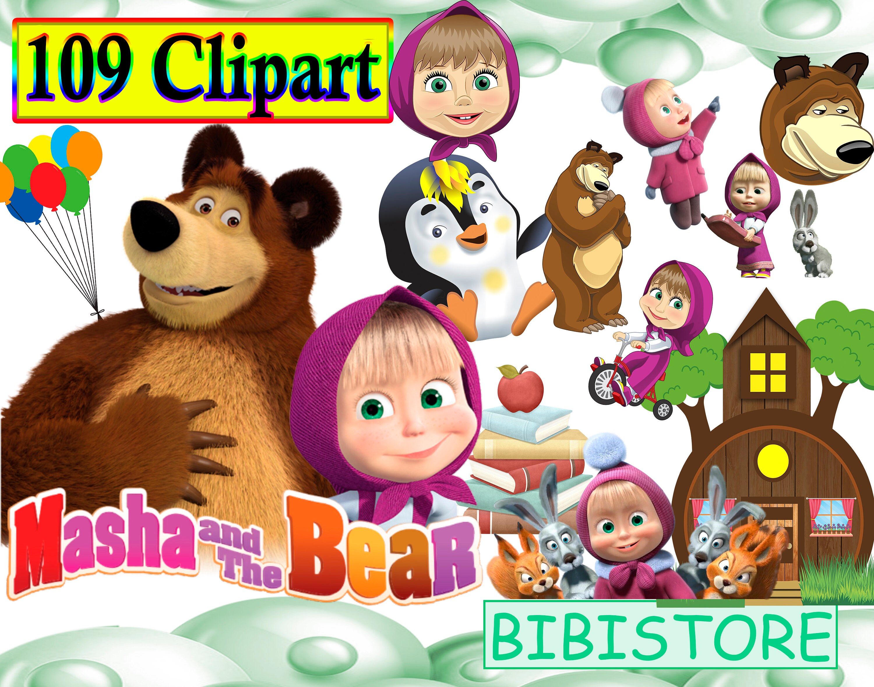 Masha and the Bear png Masha and the Bear Clipart Masha and | Etsy