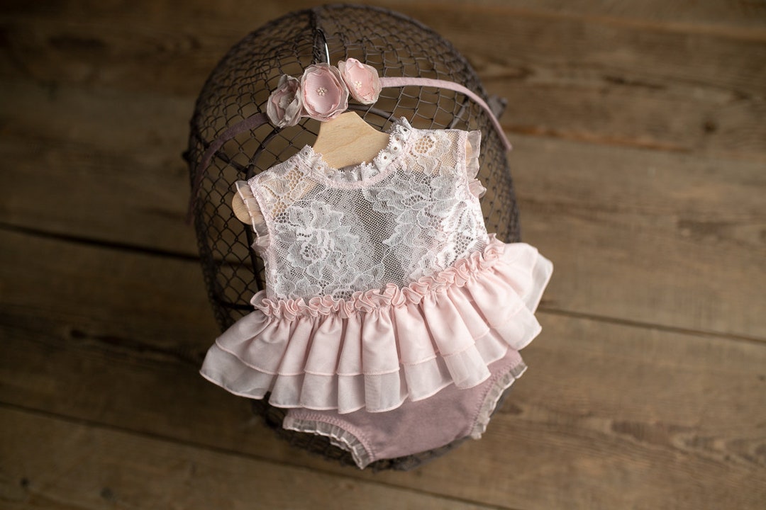 Pink Romper for Newborn Baby Girl With Headband,newborn Outfit,newborn ...