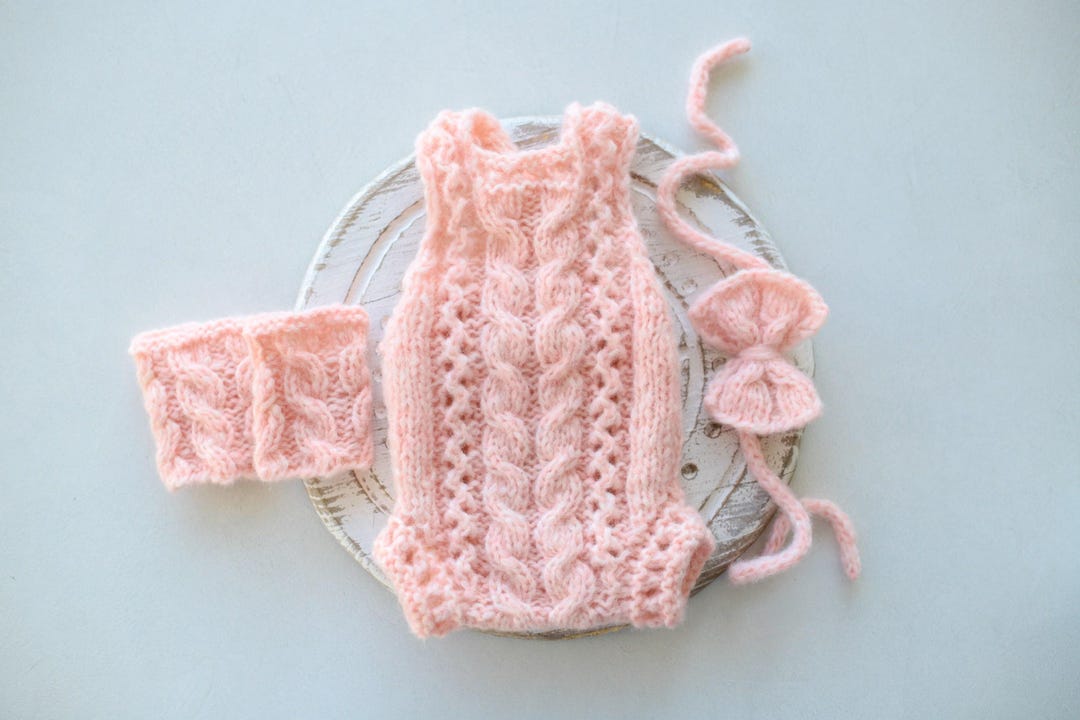 Knitted Romper,headband & Leg Warmers,newborn Knitted Set,newborn ...