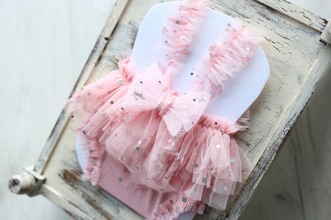 Newborn Girl Romper With Elegant Lace Trim & Headband,newborn Romper ...