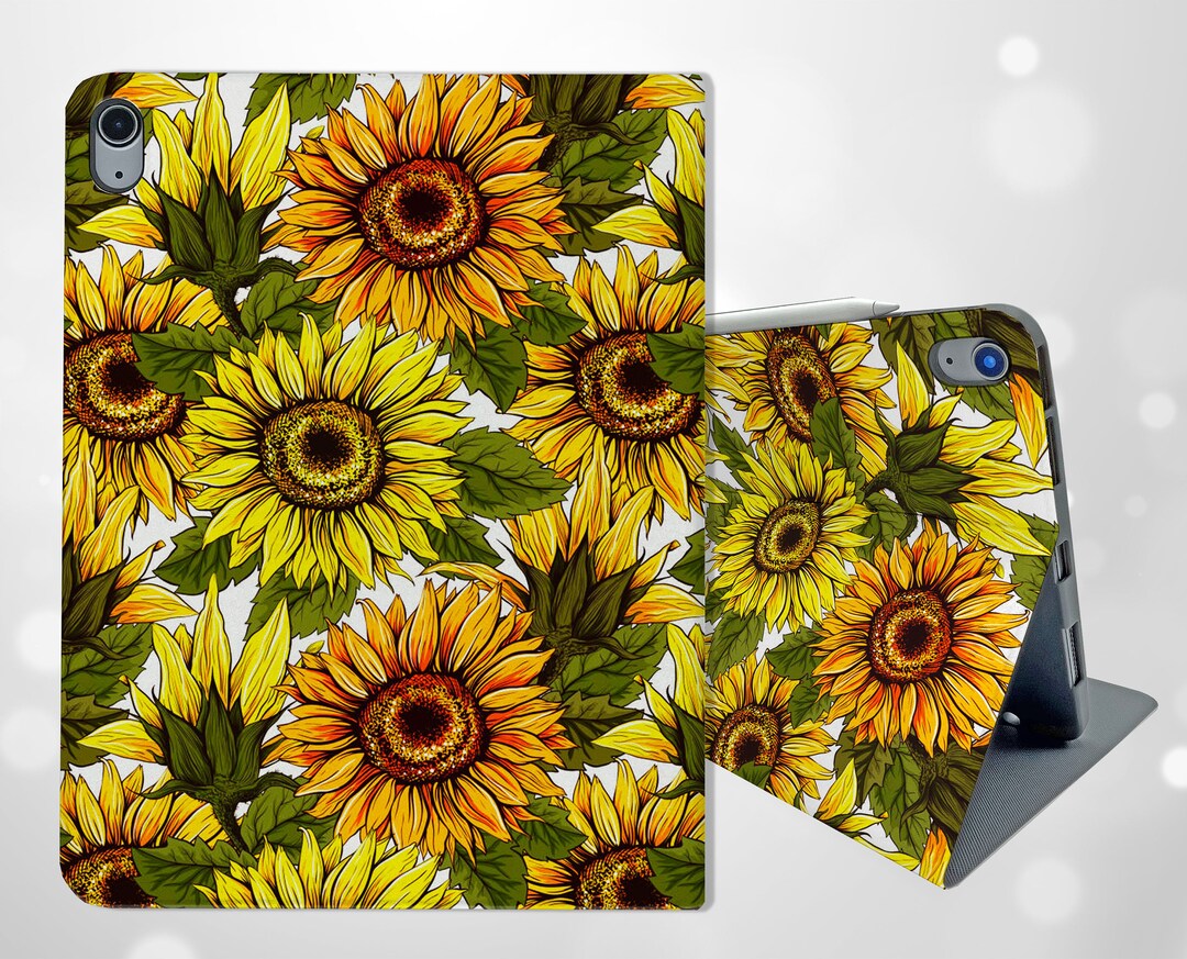 Sunflowers iPad Case With Pencil Holder iPad Air Case M2 iPad Pro 12.9 ...
