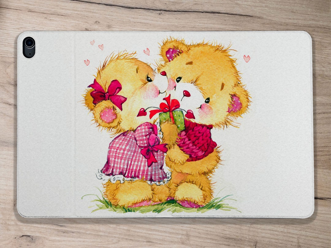 Cute Teddy Bear iPad Case With Pencil Holder iPad Air Case M2 iPad Pro ...