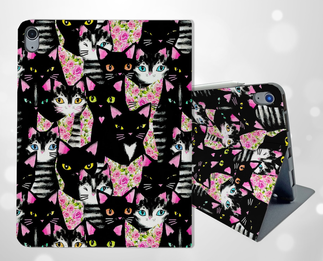 Cute Cats iPad Case With Pencil Holder iPad Air Case M2 iPad Pro 12.9 ...