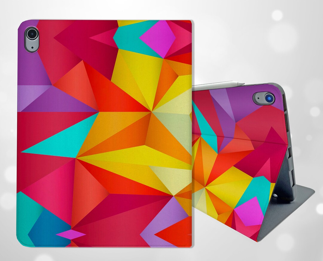 Colorful Shapes iPad Case With Pencil Holder iPad Air Case M2 iPad Pro ...