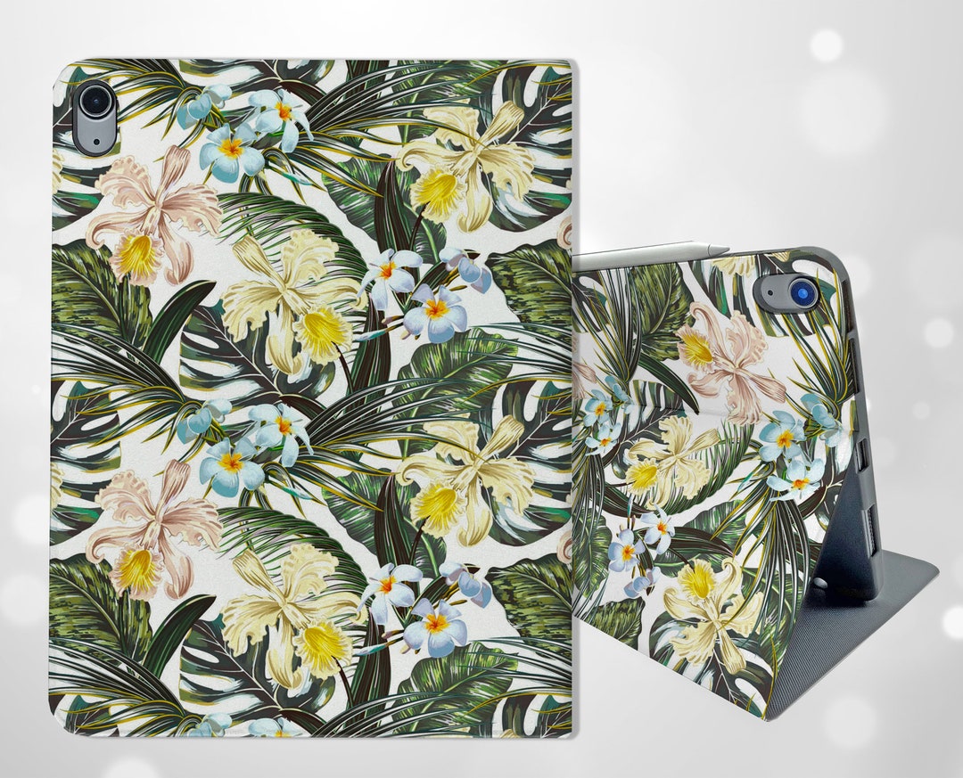 Tropical Flowers iPad Case With Pencil Holder iPad Air Case M2 iPad Pro ...